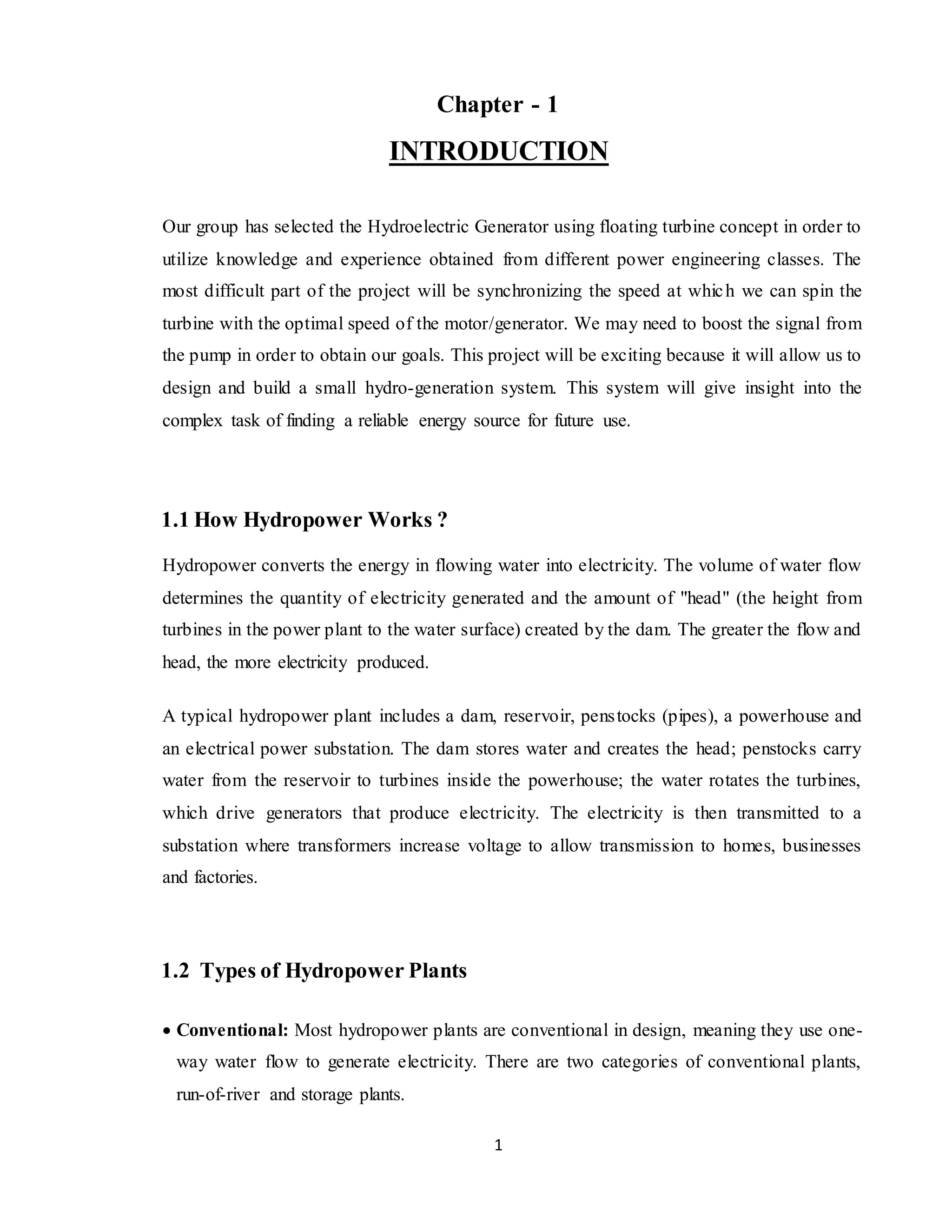 Final floating hydro turbine | DOCX | Power and Energy Industry ...