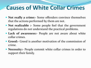 white collar crime definition extent forms in india | PPTX