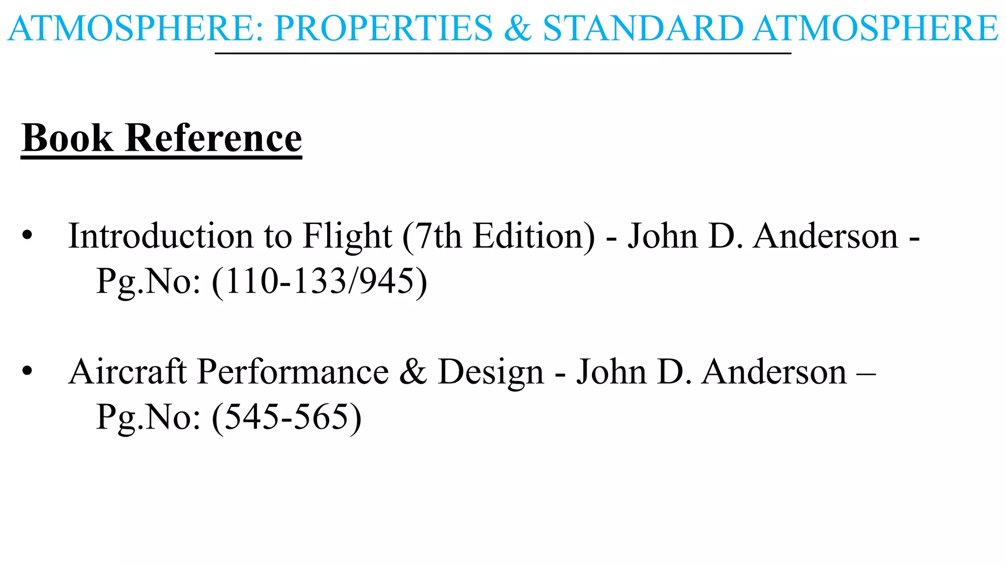 Atmosphere: Properties and Standard Atmosphere | Flight Mechanics ...