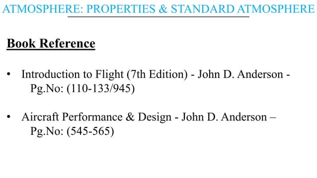 Atmosphere: Properties and Standard Atmosphere | Flight Mechanics ...