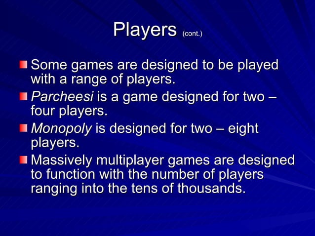 Formal Game Elements - Players | PPT