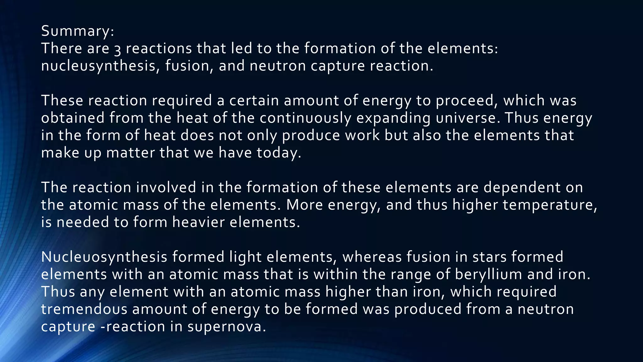 Formation of Light and Heavy Elements | PPTX