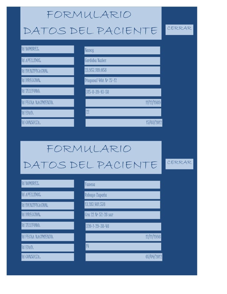 2 formulario datos del paciente