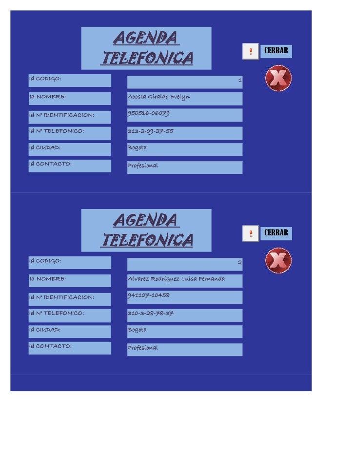 2 formulario de agenda telefonica