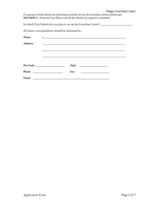 2) franchise application form | DOCX
