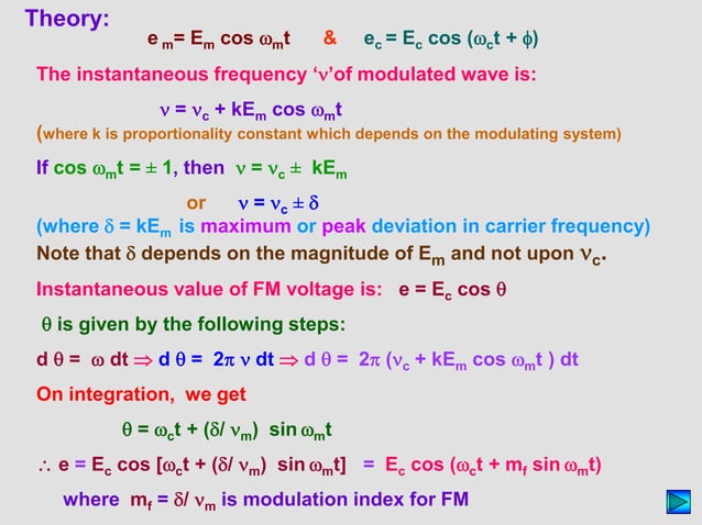 concept of (FM) Frequency modulation class 12th full ppt | PPT