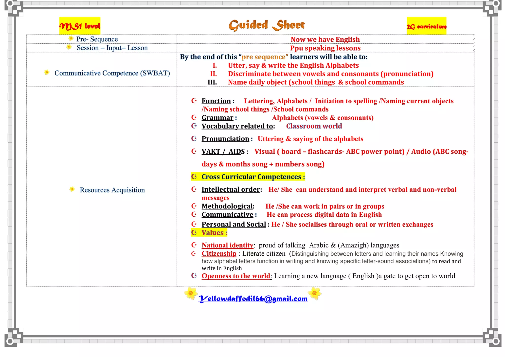 2 g ms1 level pre-sequence - now we have english | PDF