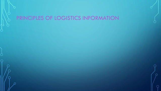 Principles of logistics_information | PDF