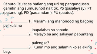 Gamit ng Pangungusap Gamit ng Pangungusap Gamit ng Pangungusap | PPTX