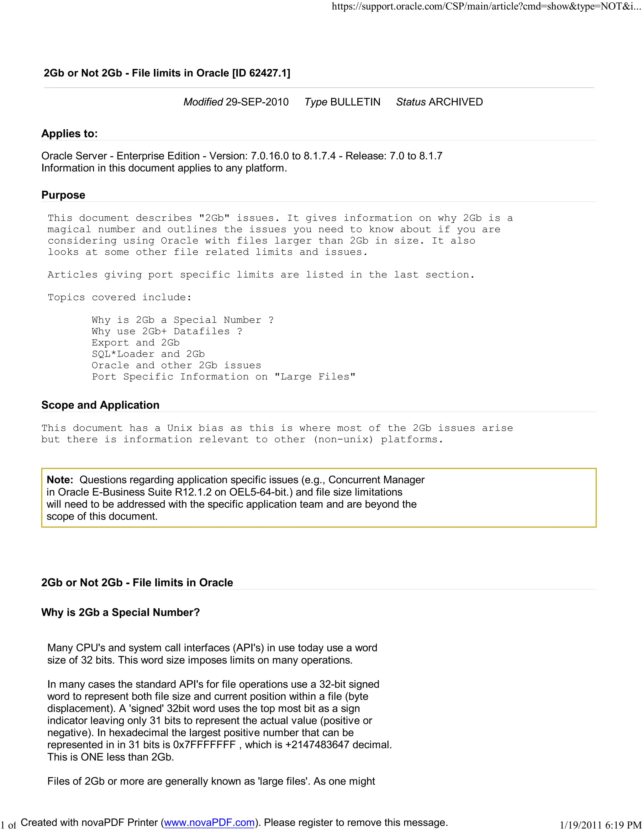 2 gb or not 2gb file limits in oracle | PDF