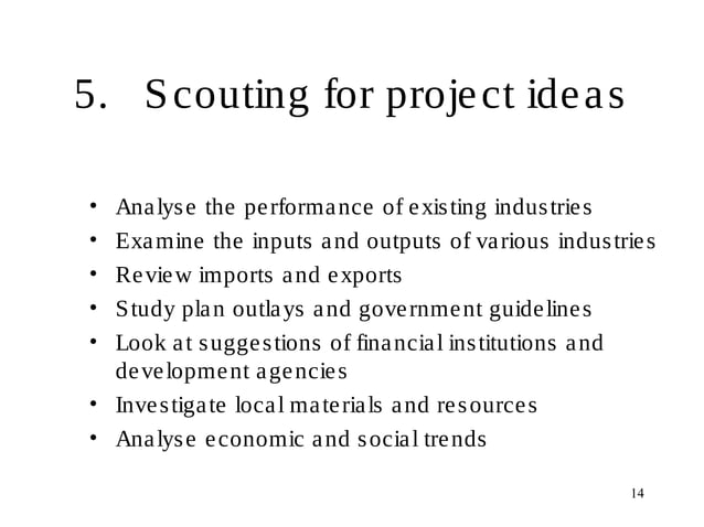 Generation of Project Ideas | PPT | Business Administration | Business