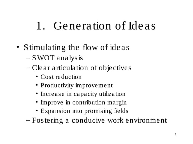 Generation of Project Ideas | PPT | Business Administration | Business