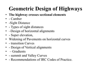 Geometric Design of highway | PPTX