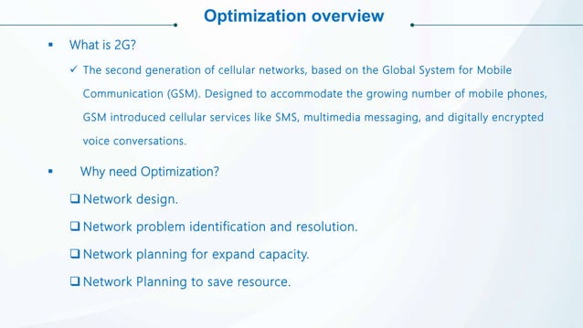 2G Network Optimization | PPTX | Computer Networking | Computing