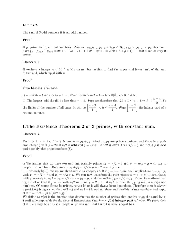 The 2 Goldbach's Conjectures with Proof | PDF
