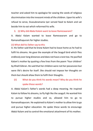 My Childhood | APJ Abdul kalam | CBSE English Grade 9 | PDF