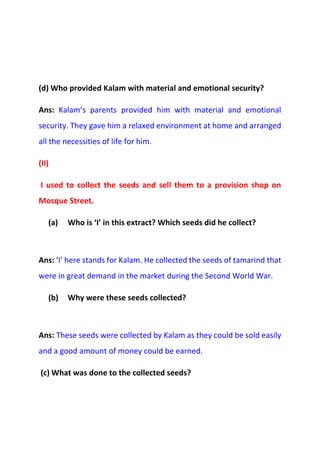 My Childhood | APJ Abdul kalam | CBSE English Grade 9 | PDF