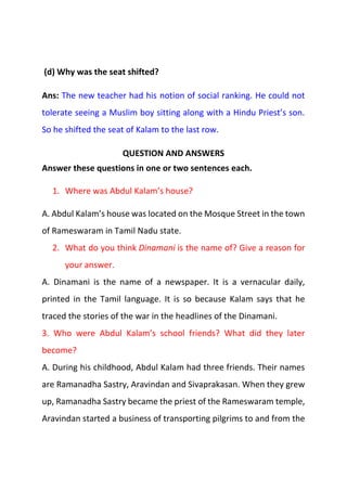 My Childhood | APJ Abdul kalam | CBSE English Grade 9 | PDF