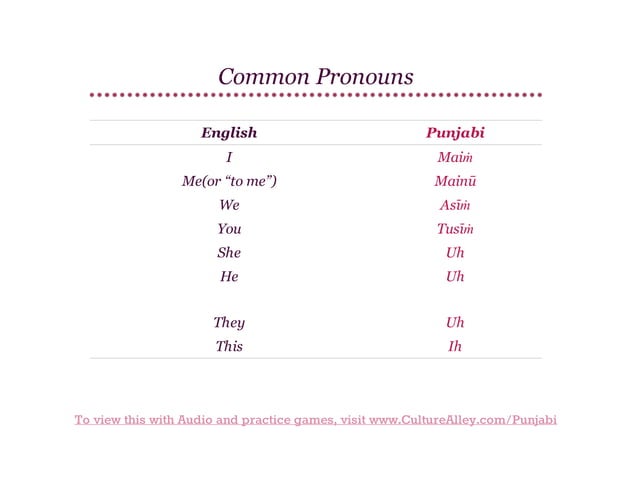 Basic Punjabi | Lesson 2 | Common useful phrases & Grammar | PDF ...