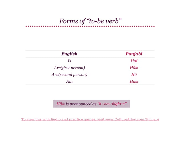 Basic Punjabi | Lesson 2 | Common useful phrases & Grammar | PDF ...