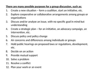 process for group discussion required for better movement , as human | PPTX