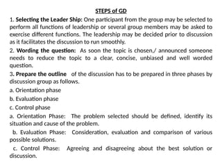 process for group discussion required for better movement , as human | PPTX