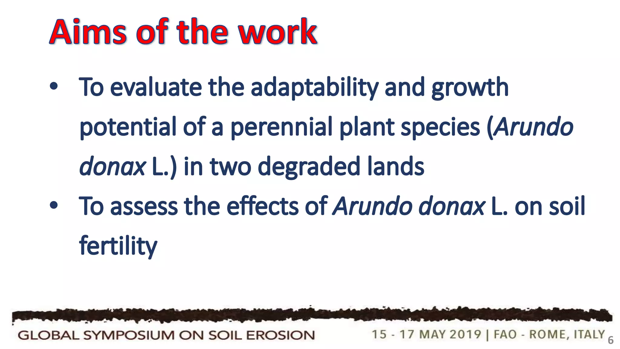 Use of perennial crop (Arundo Donax L.) in two degraded areas to ...
