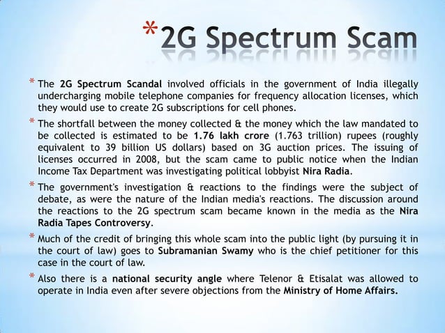 2G Spectrum Scam: Case-study | PPT