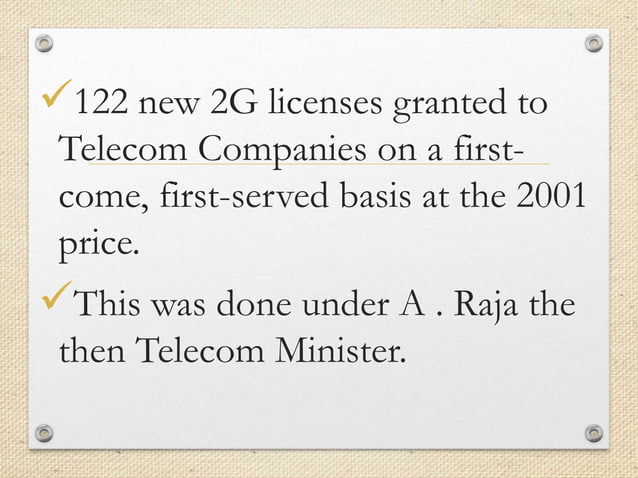 2g spectrum scam | PPTX | Telecommunications Industry | Industries