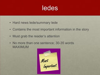 Lecture 2: Hard news writing | PPTX