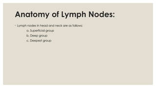 A presentation on head and neck lymph nodes | PPTX