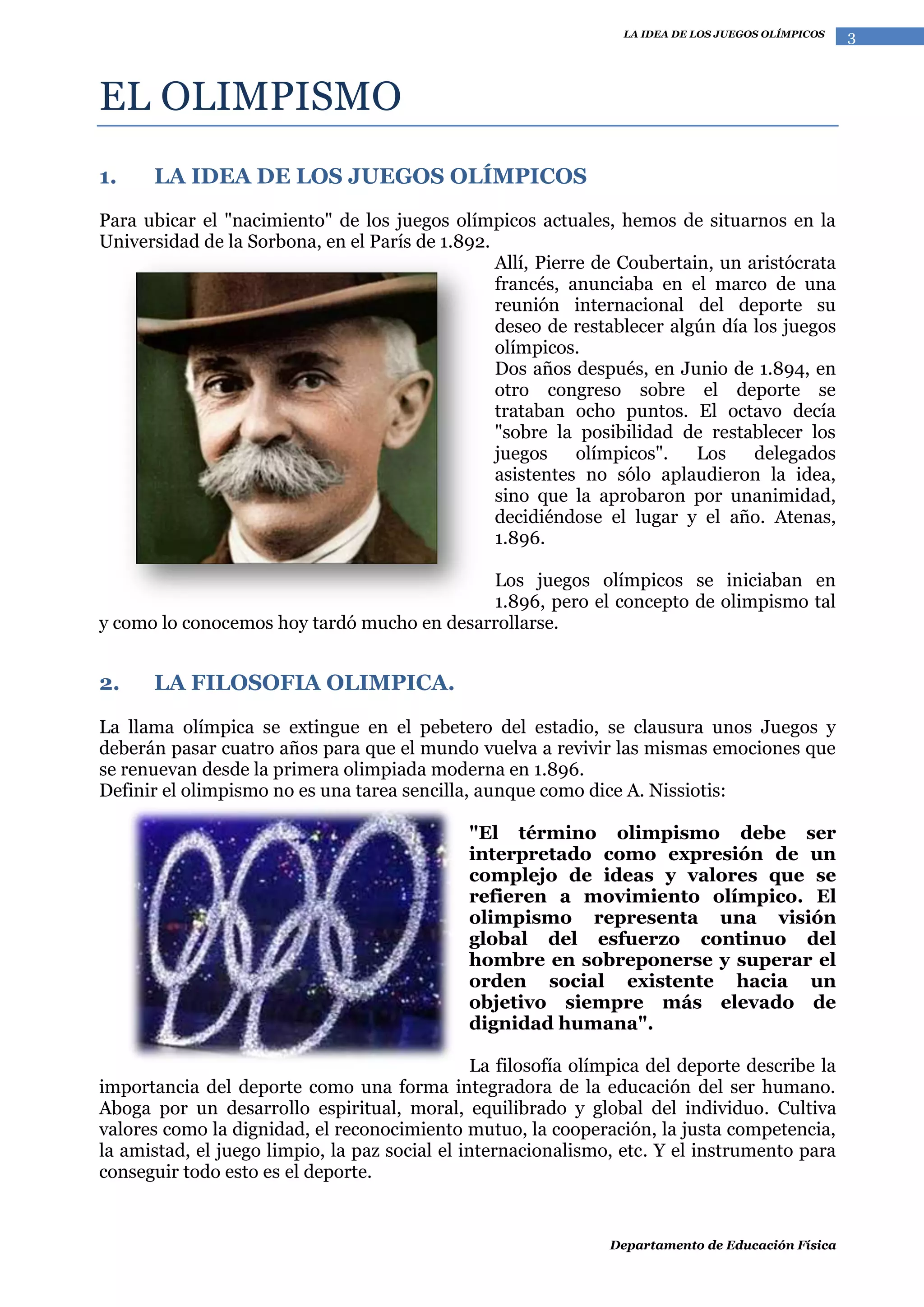 Historia de los Juegos Olímpicos Modernos | DOCX