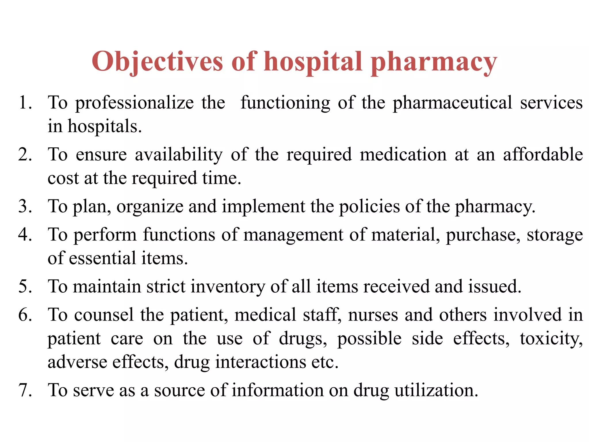 2 hospital pharmacy organisation and manage ment | PPTX