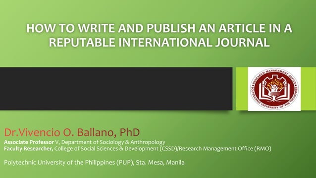 How to write and publish an article in a reputable international ...