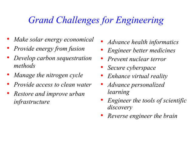 Grand challenges for engineering | PDF | Environment | Science
