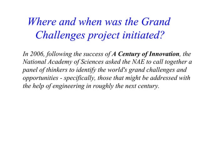 Grand challenges for engineering | PDF | Environment | Science