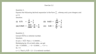 2i. Pedagogy of Mathematics (Part II) - Real numbers (Additional ...