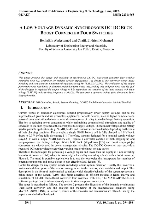 A LOW VOLTAGE DYNAMIC SYNCHRONOUS DC-DC BUCK-BOOST CONVERTER FOUR ...