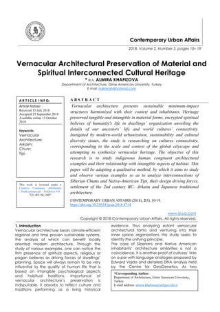 Vernacular Architectural Preservation of Material and Spiritual ...