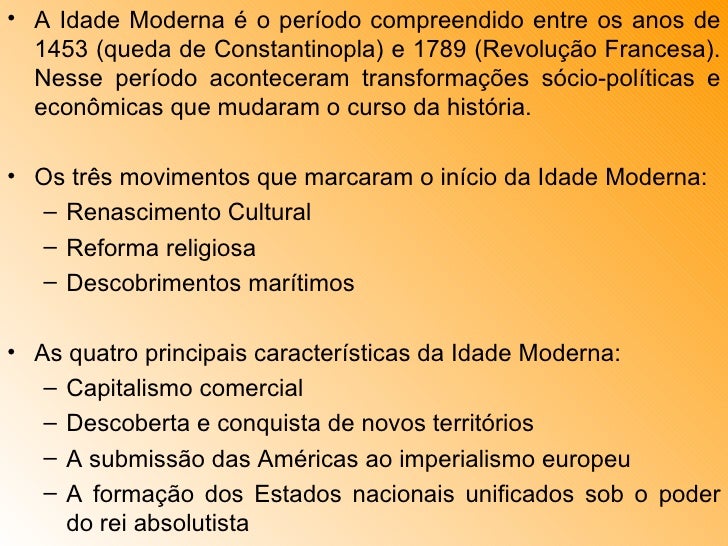 7º anos - Idade Moderna e suas transformações