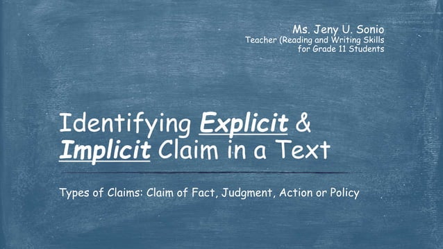 Identifying explicit & implicit claim in a text | PPTX | Science