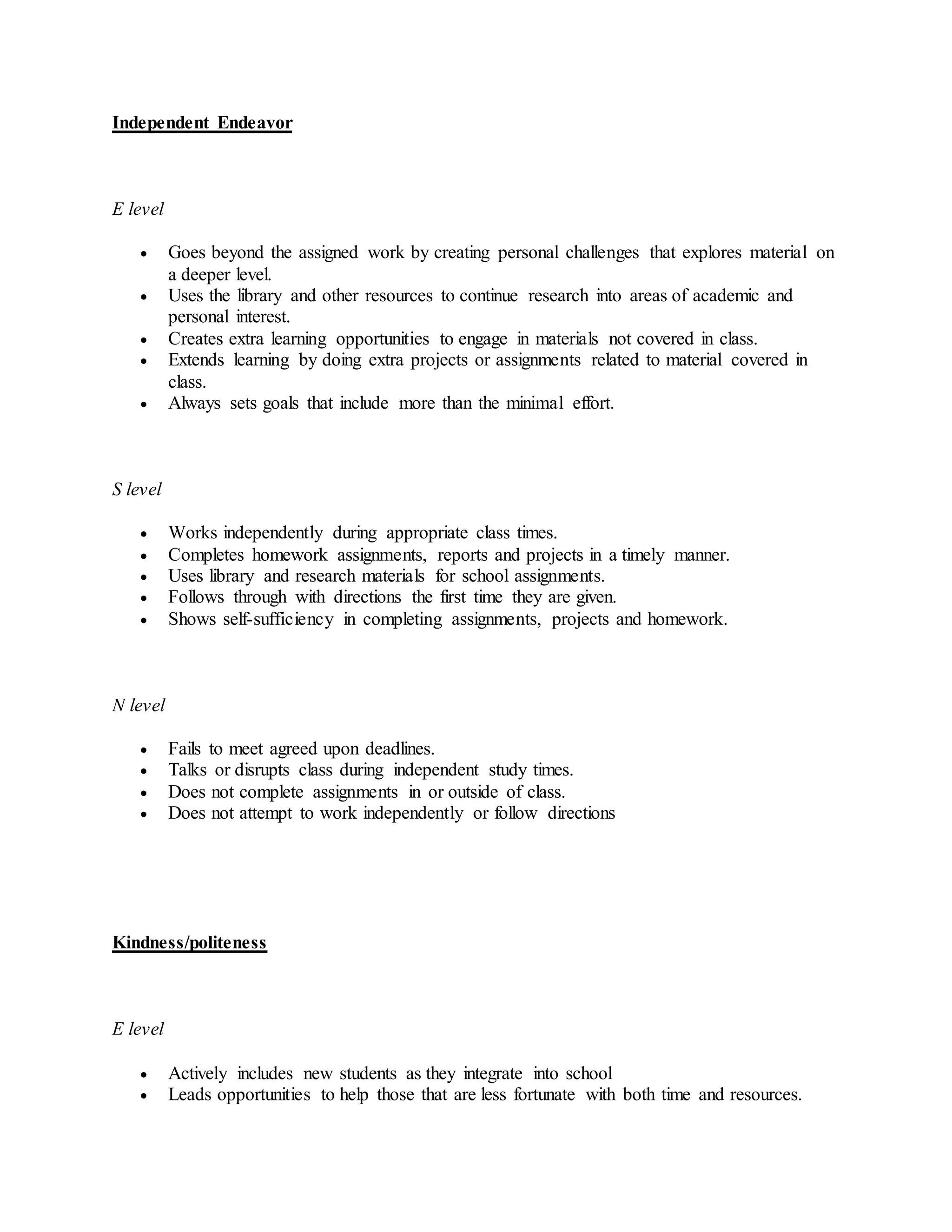 Success Orientations Rubric | DOCX