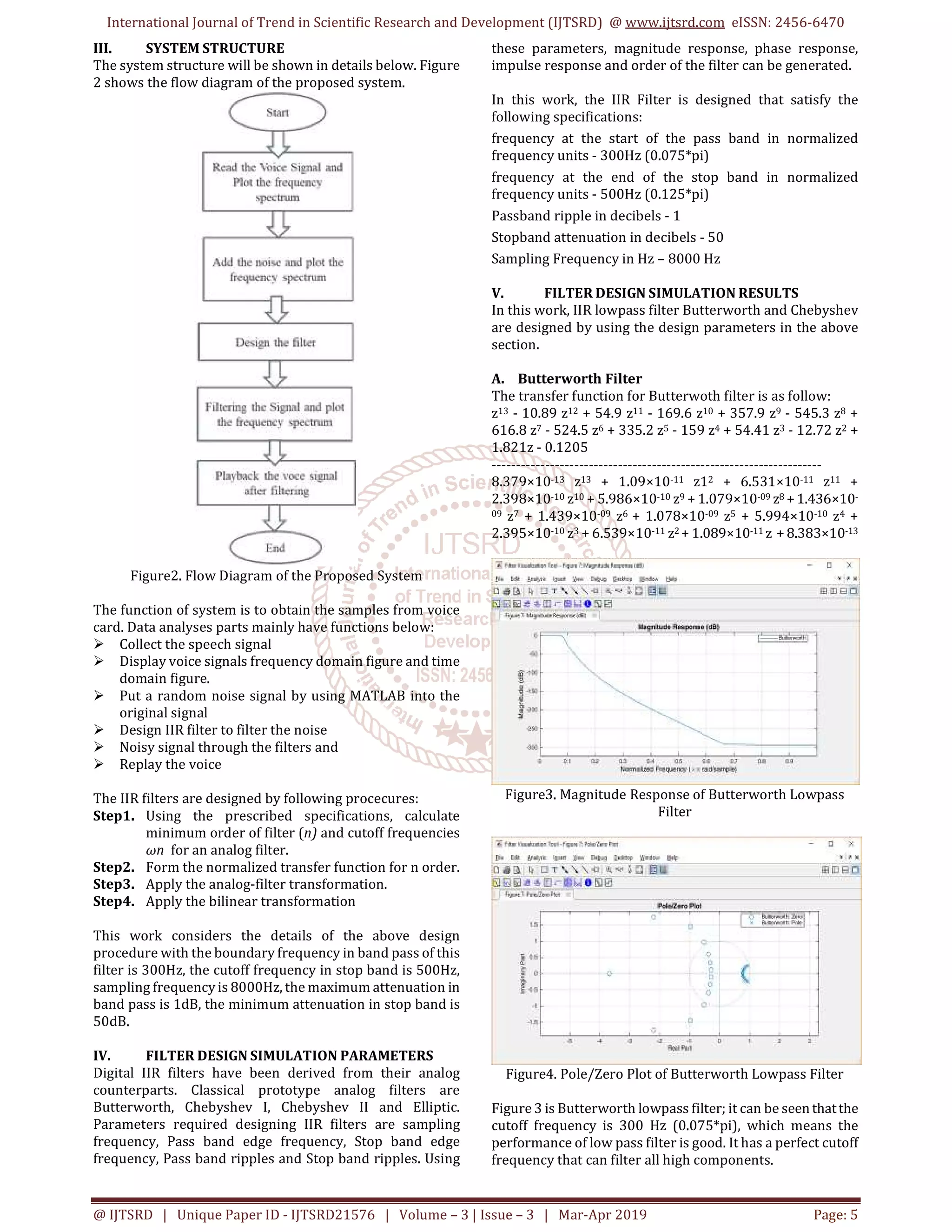 Iir Filter Design For De Nosing Speech Signal Using Matlab Pdf