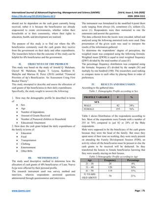 Assessment on the allocation of Cash Grants of 4Ps beneficiaries to ...