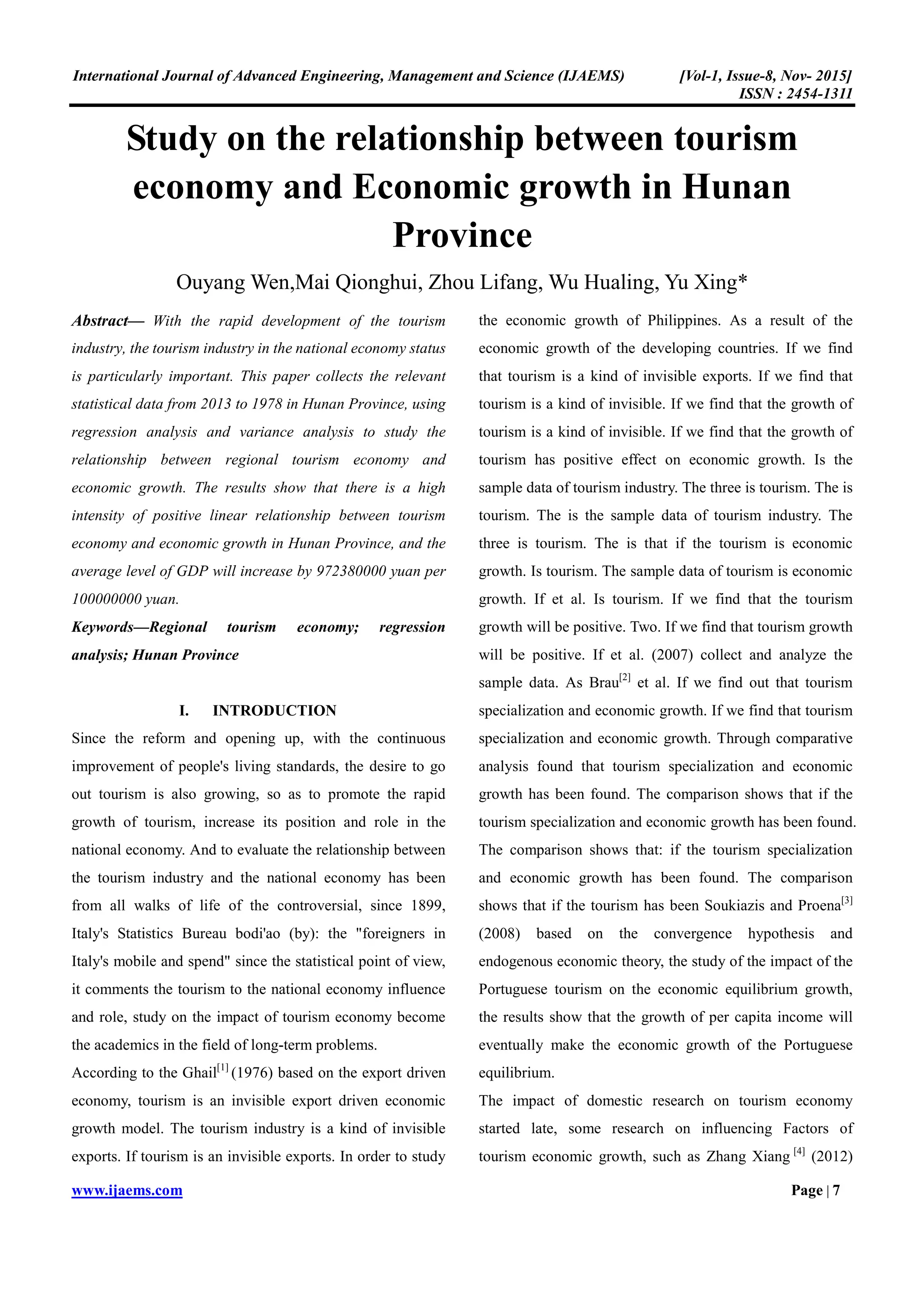 2 ijaems nov-2015-3-study on the relationship between tourism economy ...