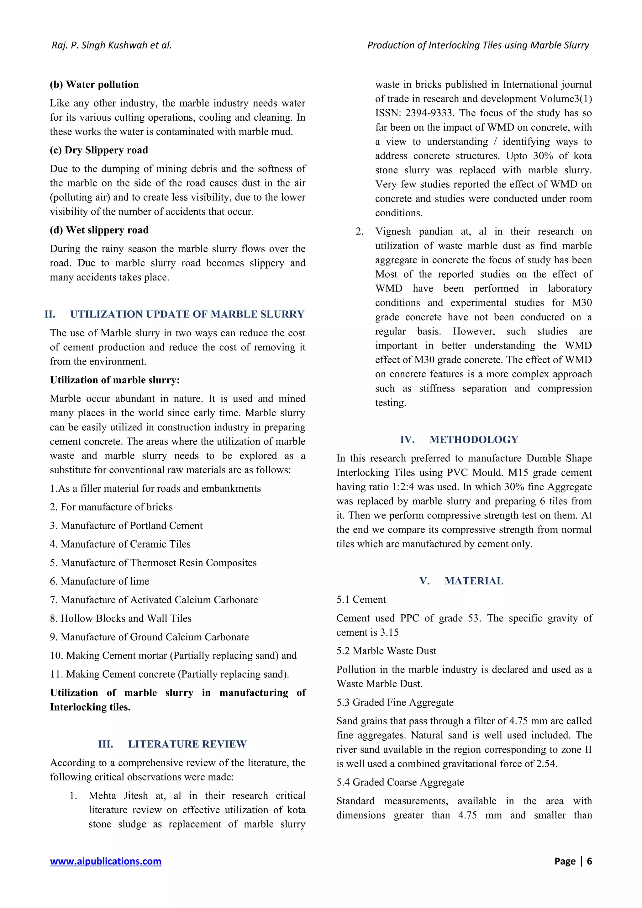 Production of Interlocking Tiles using Marble Slurry | PDF | Civil ...