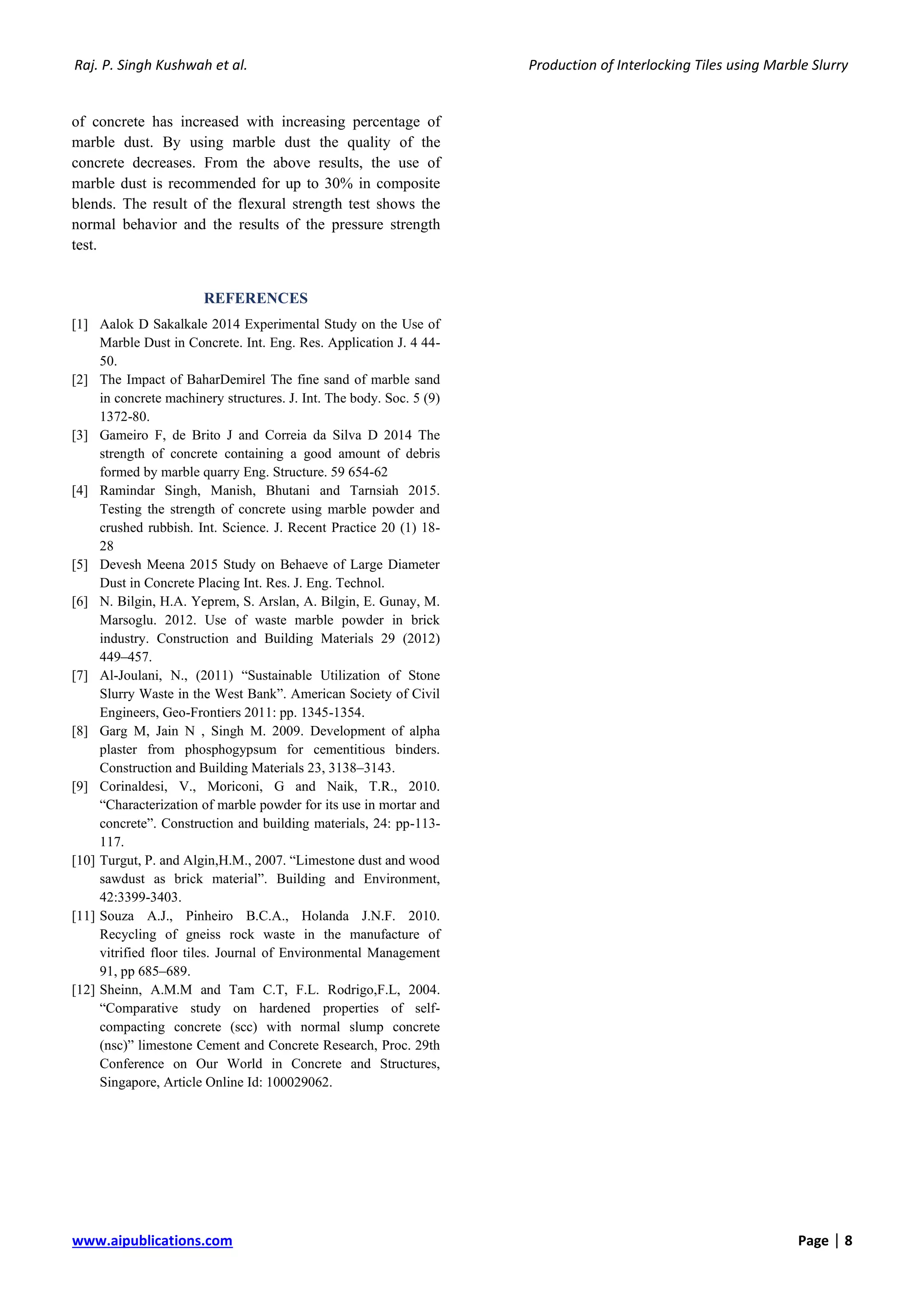 Production of Interlocking Tiles using Marble Slurry | PDF | Civil ...