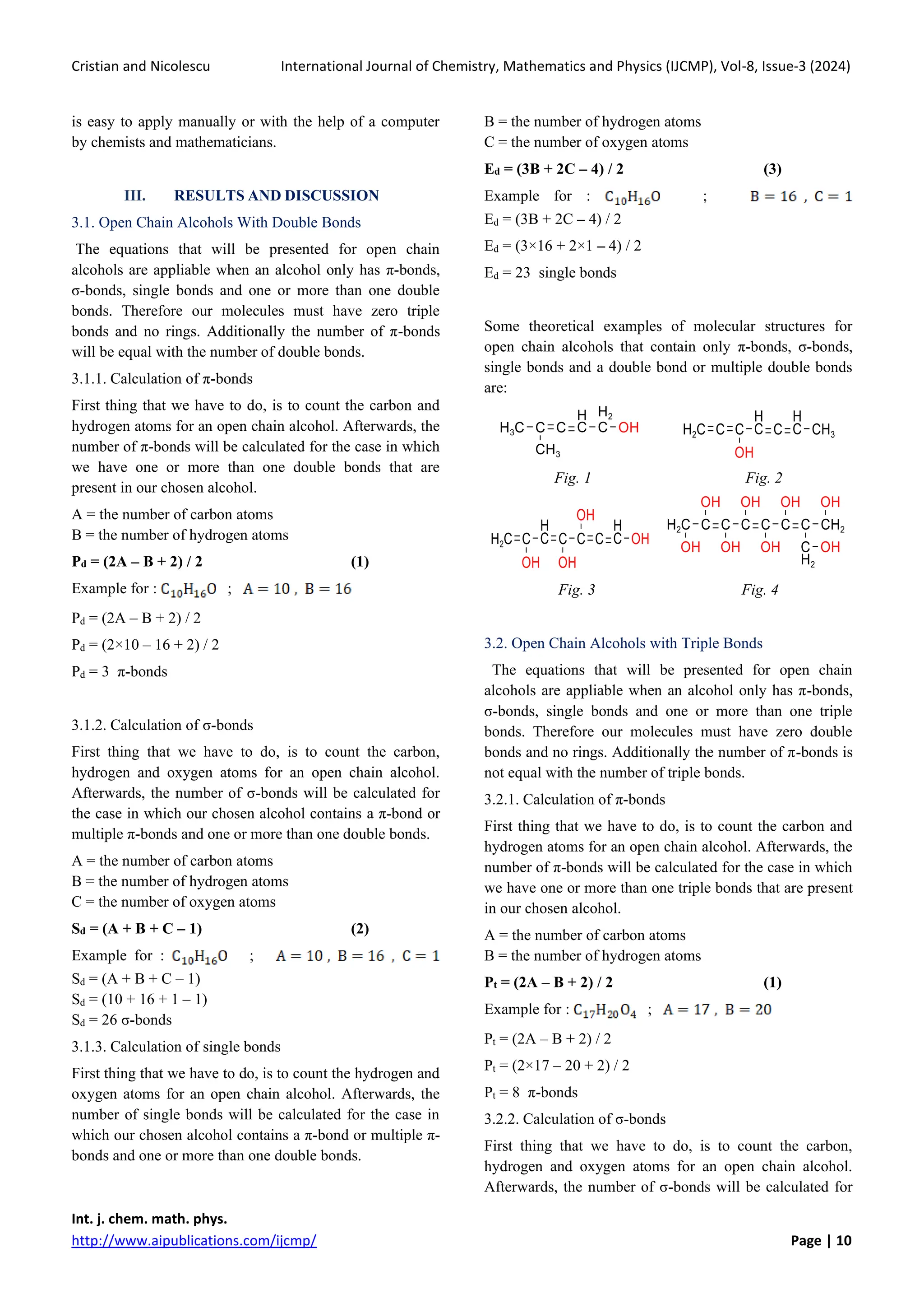 New Equations for Rapid Calculation of π-bonds, σ-bonds, Single, Double ...