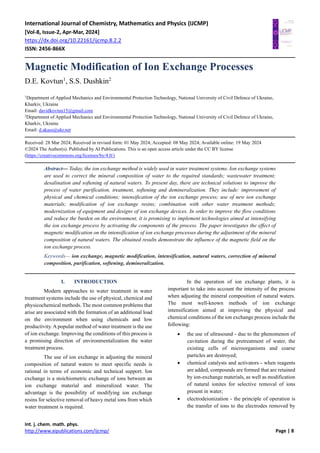 Magnetic Modification of Ion Exchange Processes | PDF