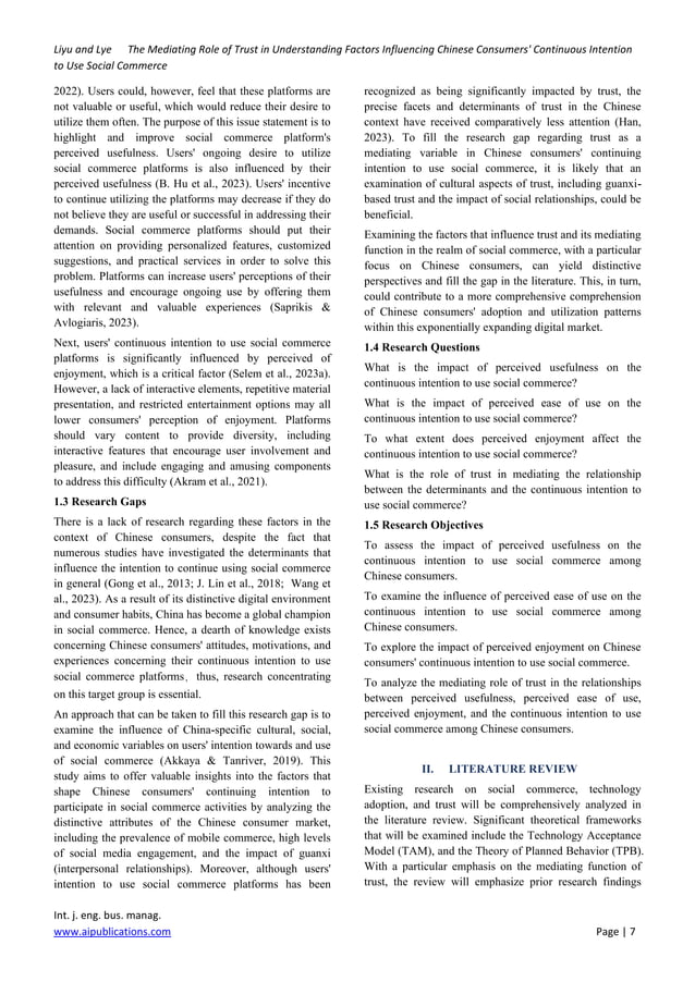 The Mediating Role of Trust in Understanding Factors Influencing Chinese Consumers' Continuous ...